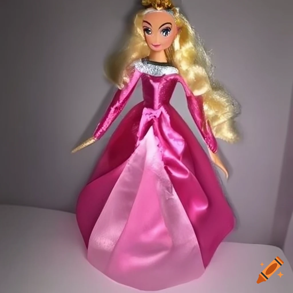 Princess Aurora baddie doll in sparkling pink dress on Craiyon