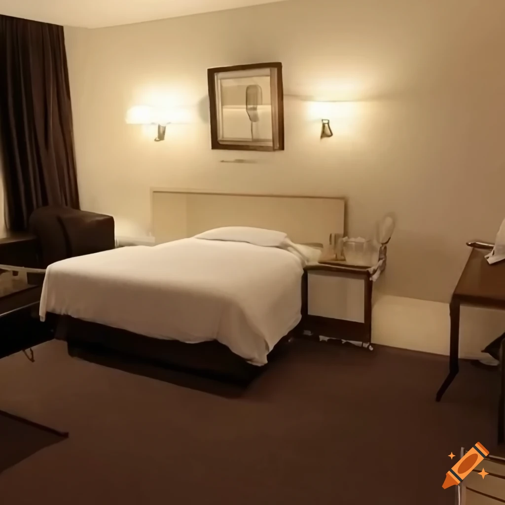 Hotel room showing poor maintenance issues on Craiyon