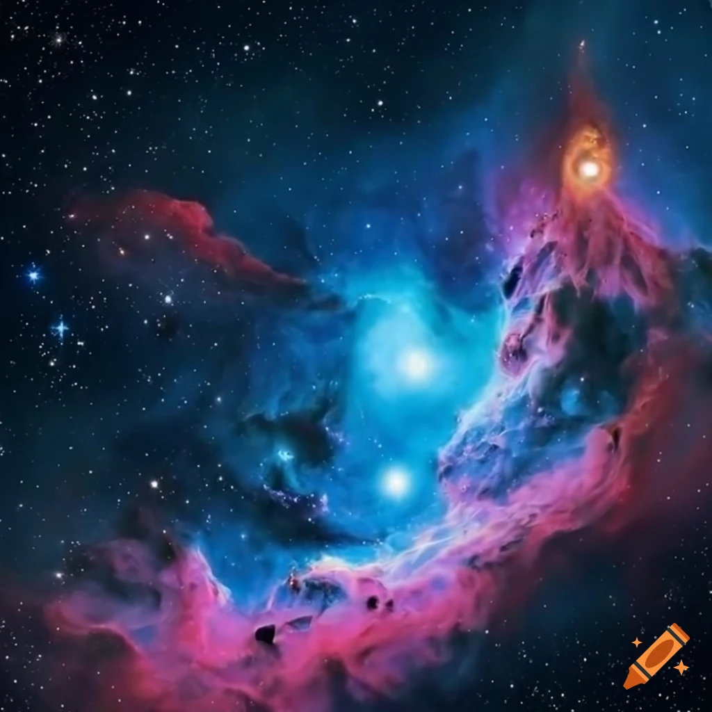 Cosmic landscapes and nebulae in deep space on Craiyon