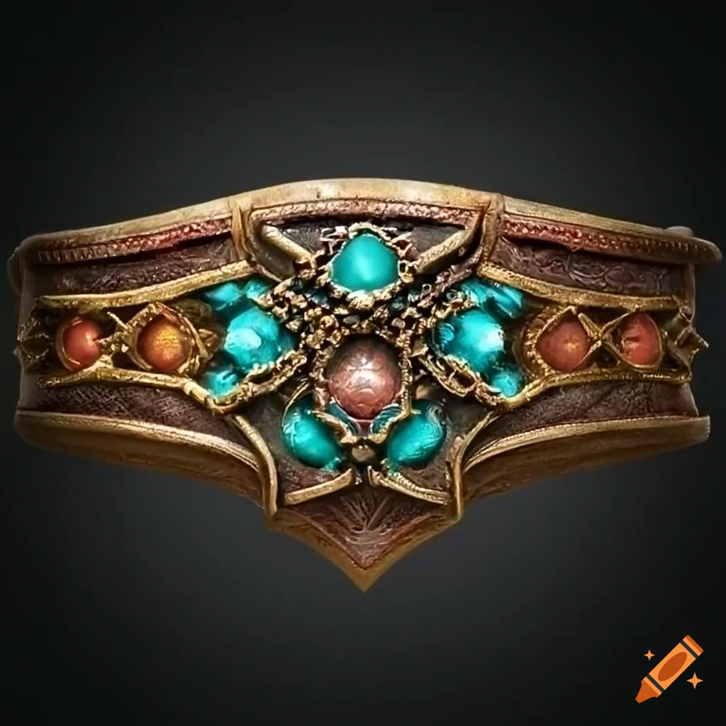 Adorned magic war belt from the front view on Craiyon