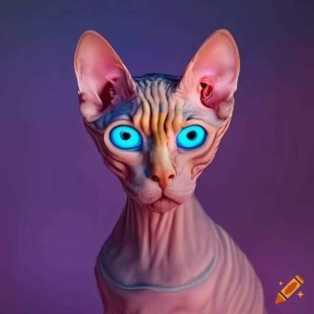 Mystical egyptian sphynx with vibrant sunset hues and neon turquoise ...