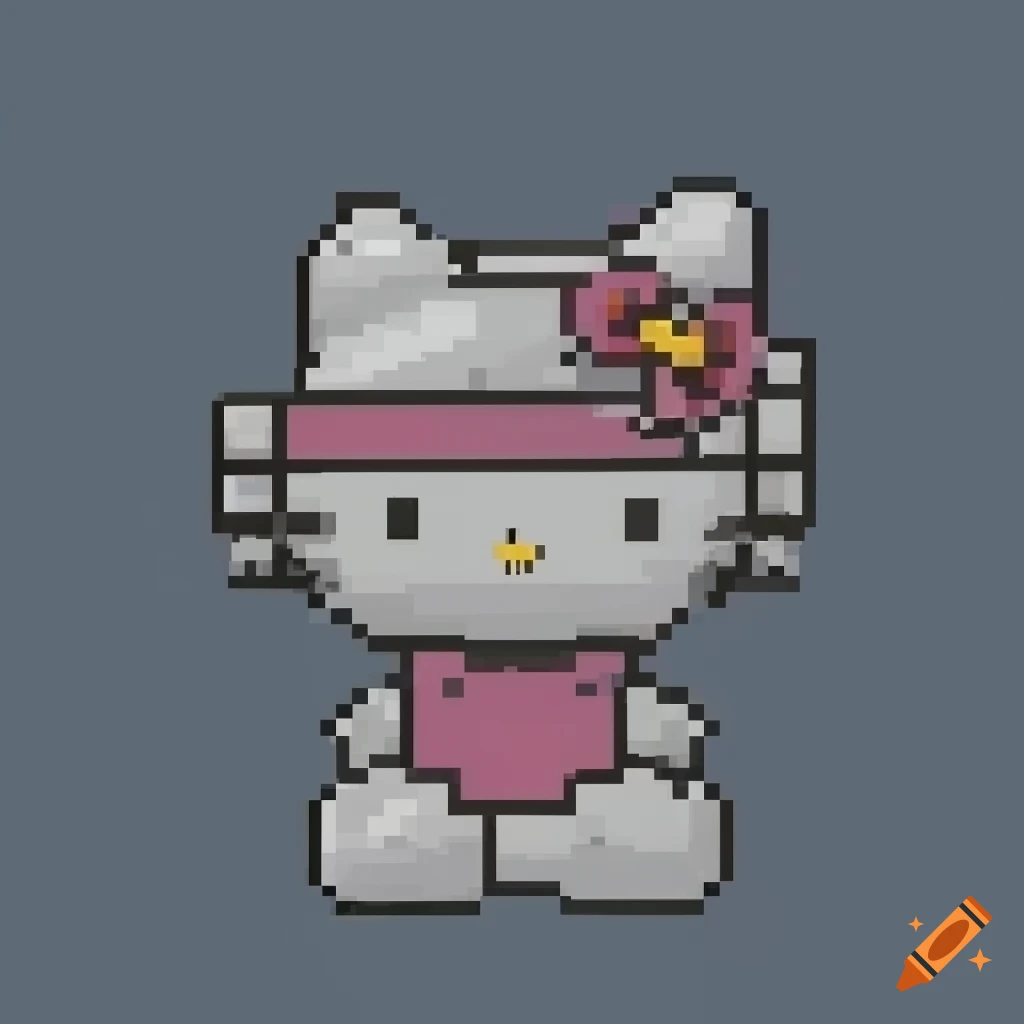 Pixel art with dithering in nes style inspired by hello kitty on Craiyon