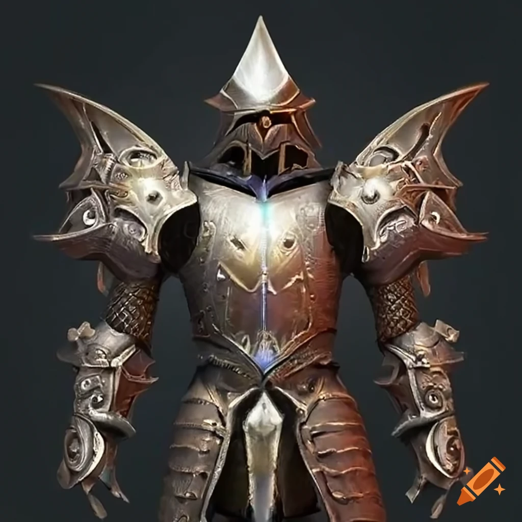 Front view of adorned magic armor on Craiyon