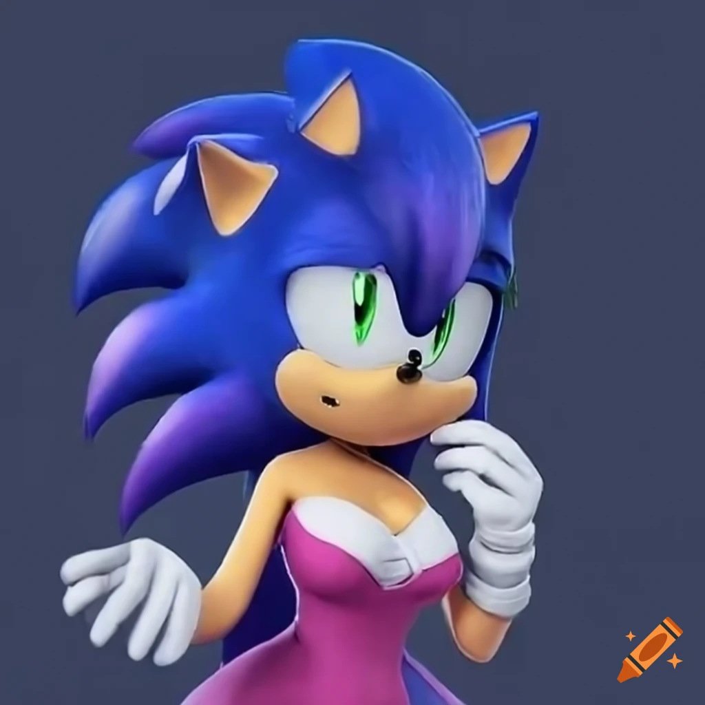 Female sonic the hedgehog getting fashion advice from amy on Craiyon