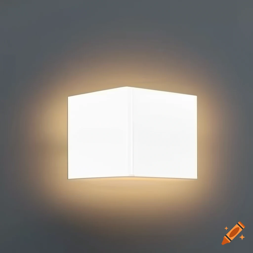 Illuminated horizontal rectangular white wall lamp in 3d rendering on ...