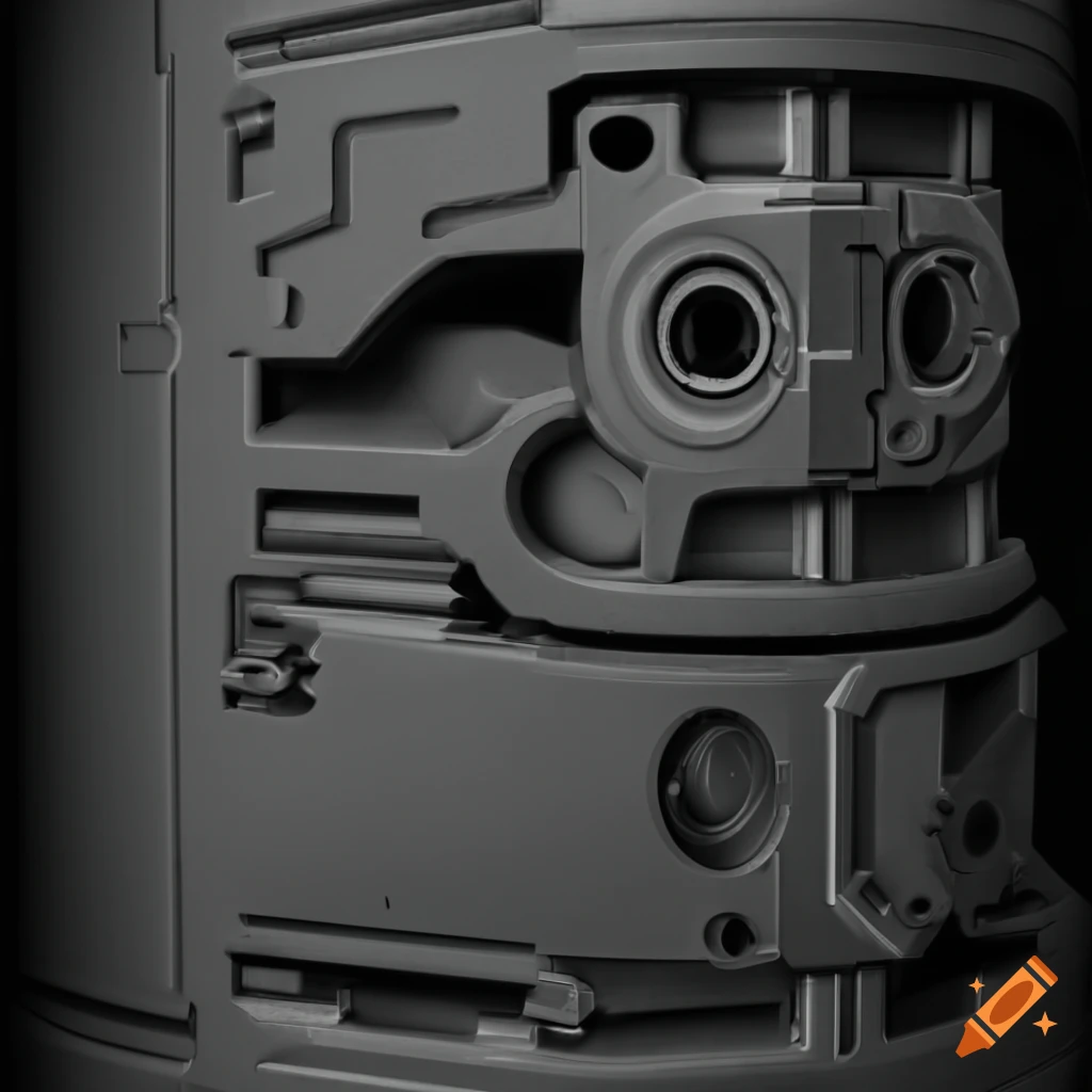 Mechanical hardsurface details in grayscale 2d texture map on Craiyon