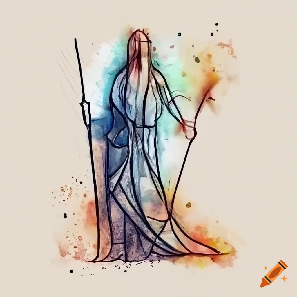 Continuous line art of a woman symbolizing Deborah from the Bible on ...