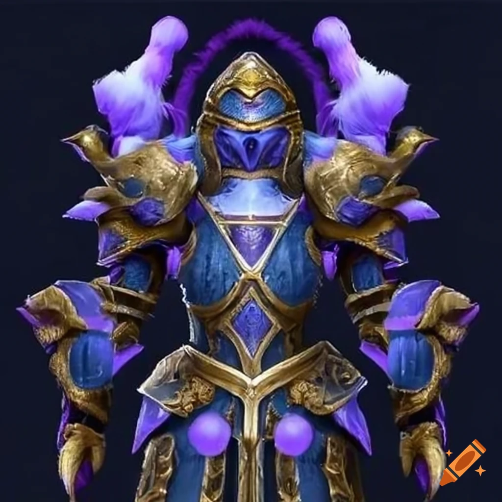 Front view of elaborate magic armor on Craiyon