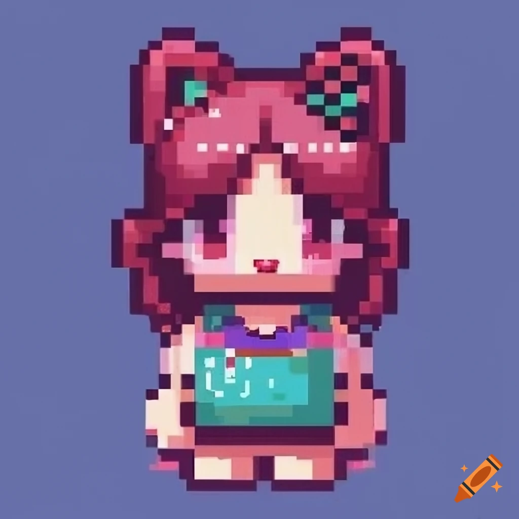 Pixel art with nes-inspired dithering featuring an asian hello kitty on ...