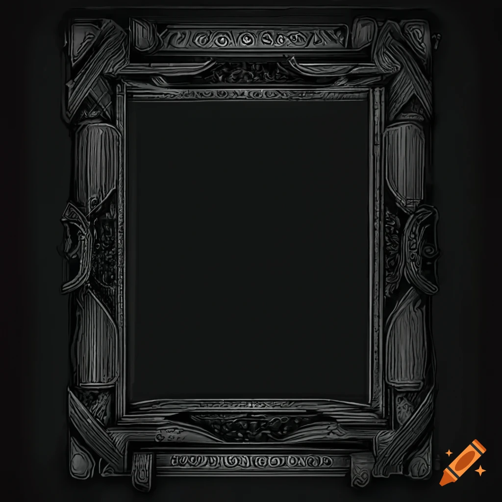 Simple dark rpg ui border design with a black pattern and white ...