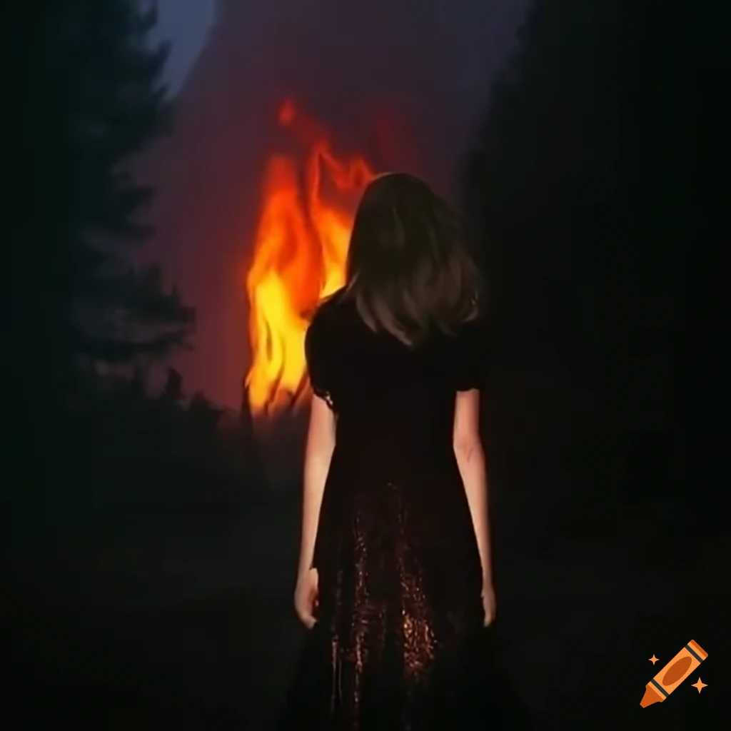 Taylor swift in front of forest fire and smog on Craiyon