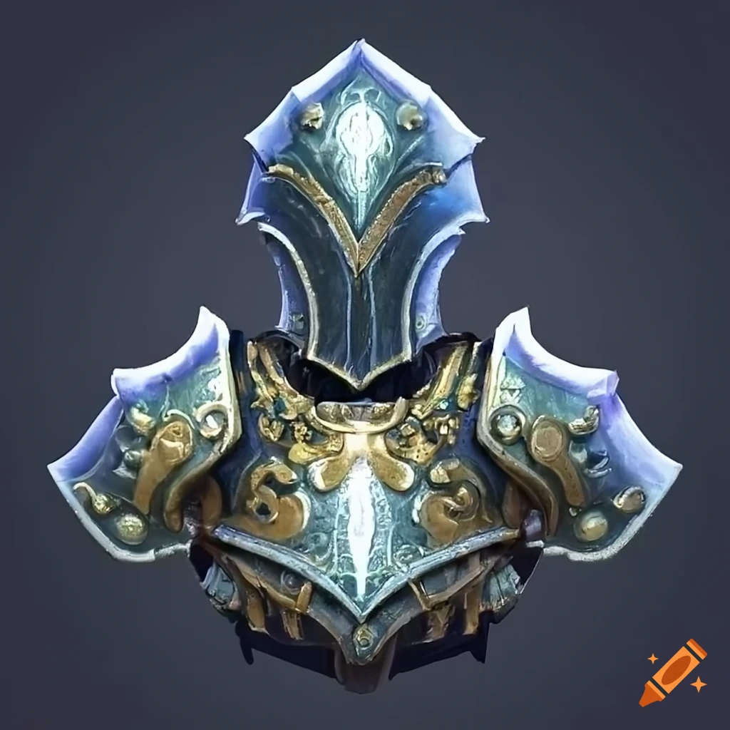 Front view of adorned magic armor parts on Craiyon