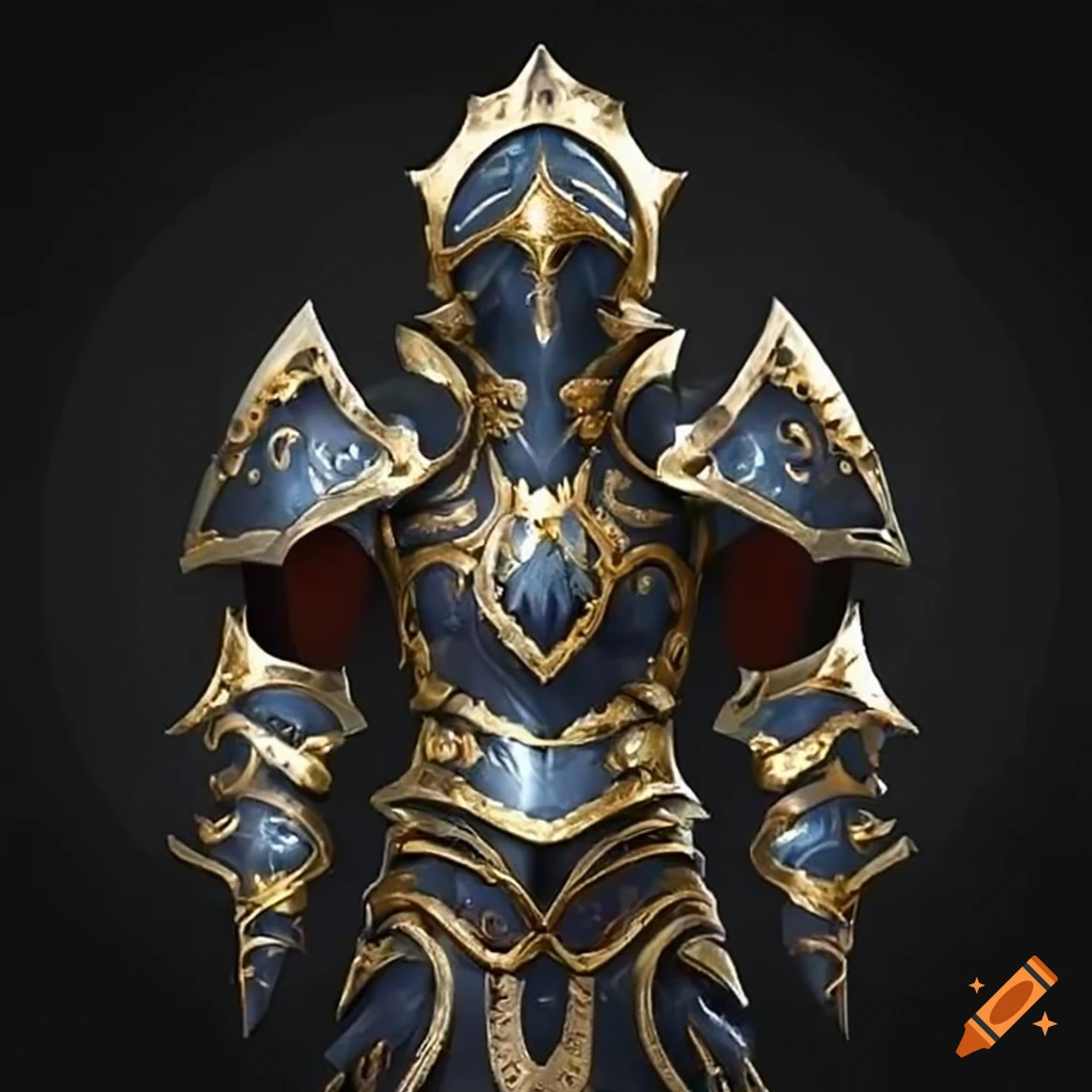 Front view of adorned magic armor on Craiyon