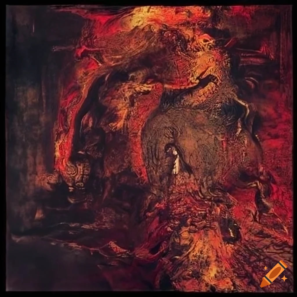 Baroque baron in a chaotic landscape reminiscent of pandemonium and ...