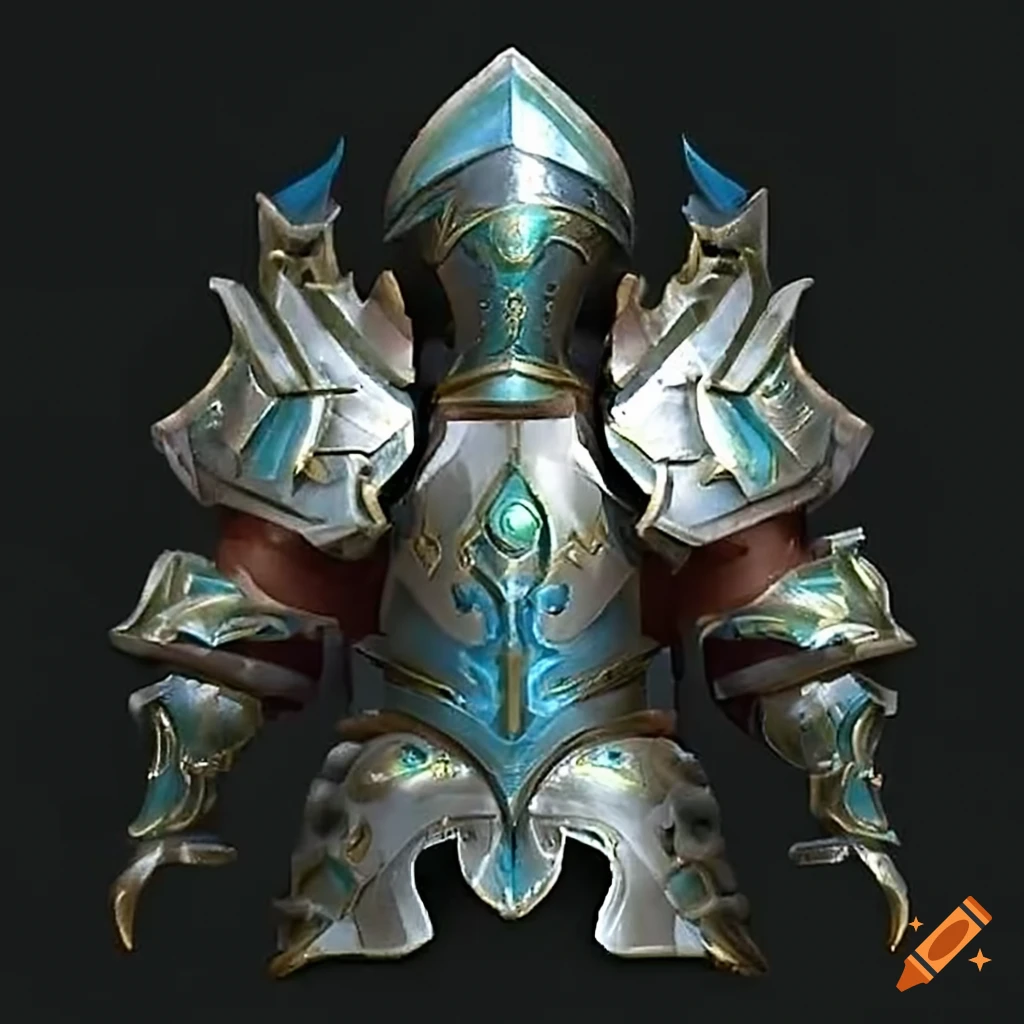 Front view of adorned magic armor parts on Craiyon