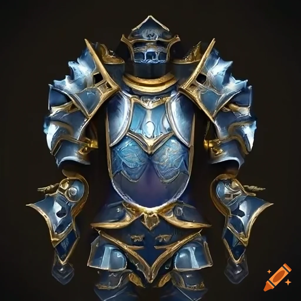 Front view of adorned magic armor on Craiyon