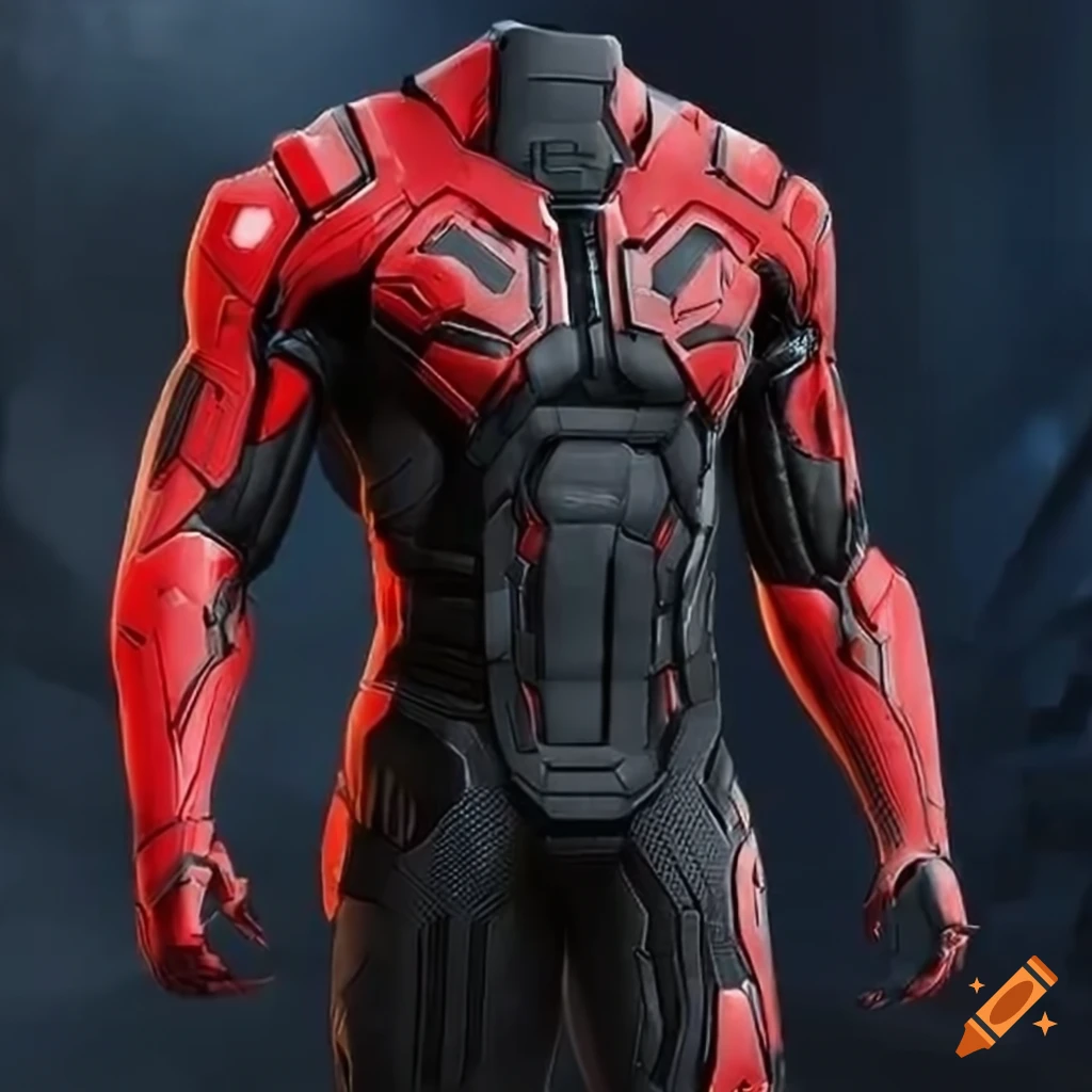 Sci-fi superhero suit with cyberpunk and Killmonger inspirations in red ...