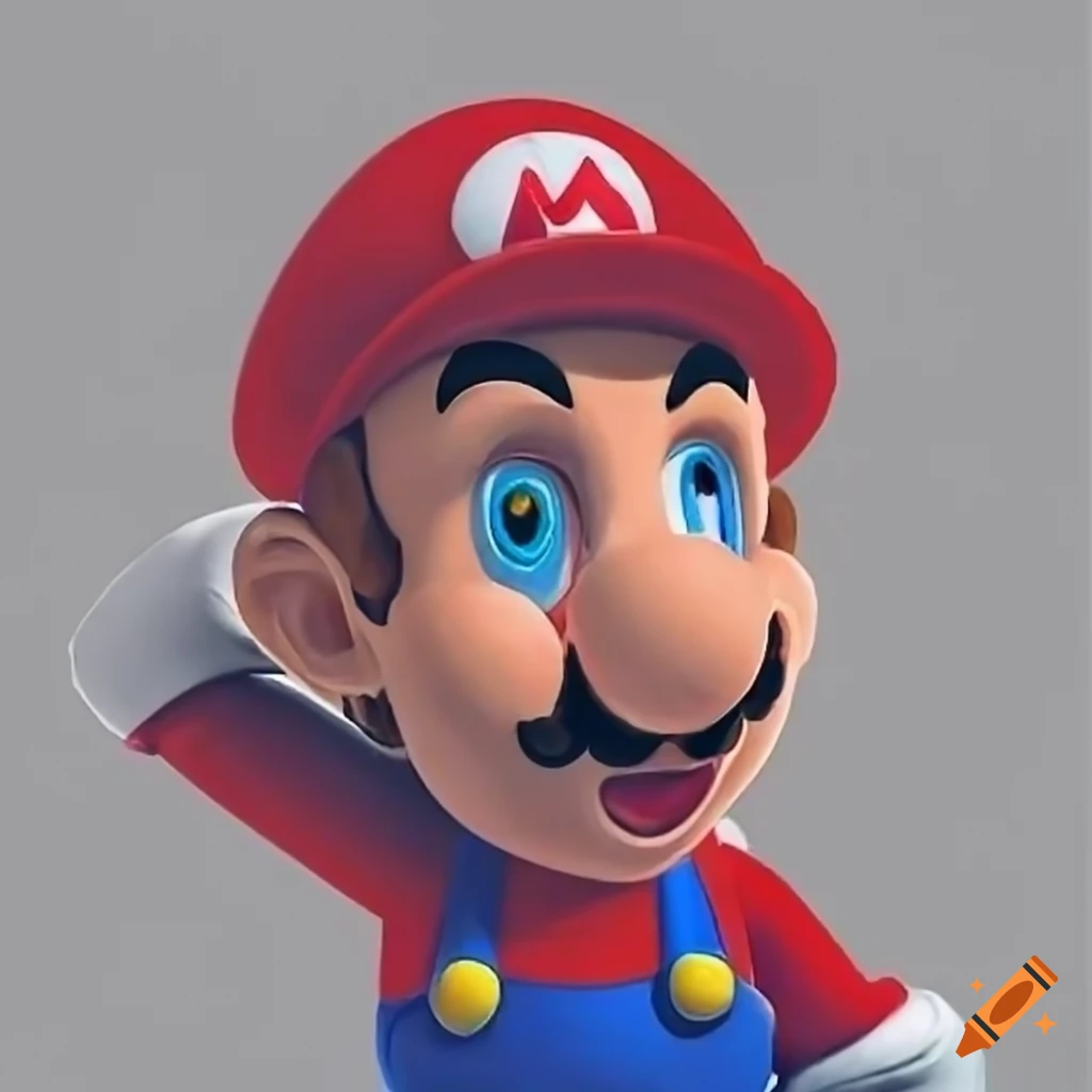 Distorted head of a character resembling mario on Craiyon