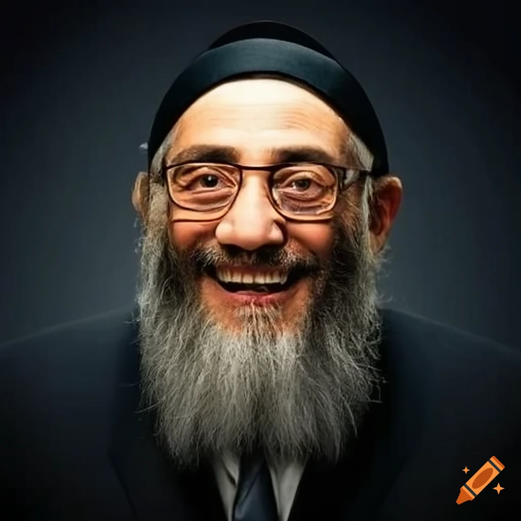 Joyful rabbi with distinctive features and a wide smile on Craiyon