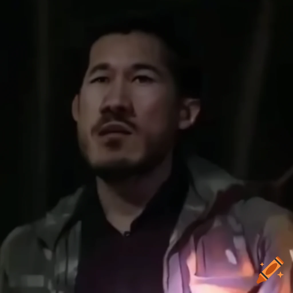 Markiplier as a Crytid caught on trail camera footage at night on Craiyon