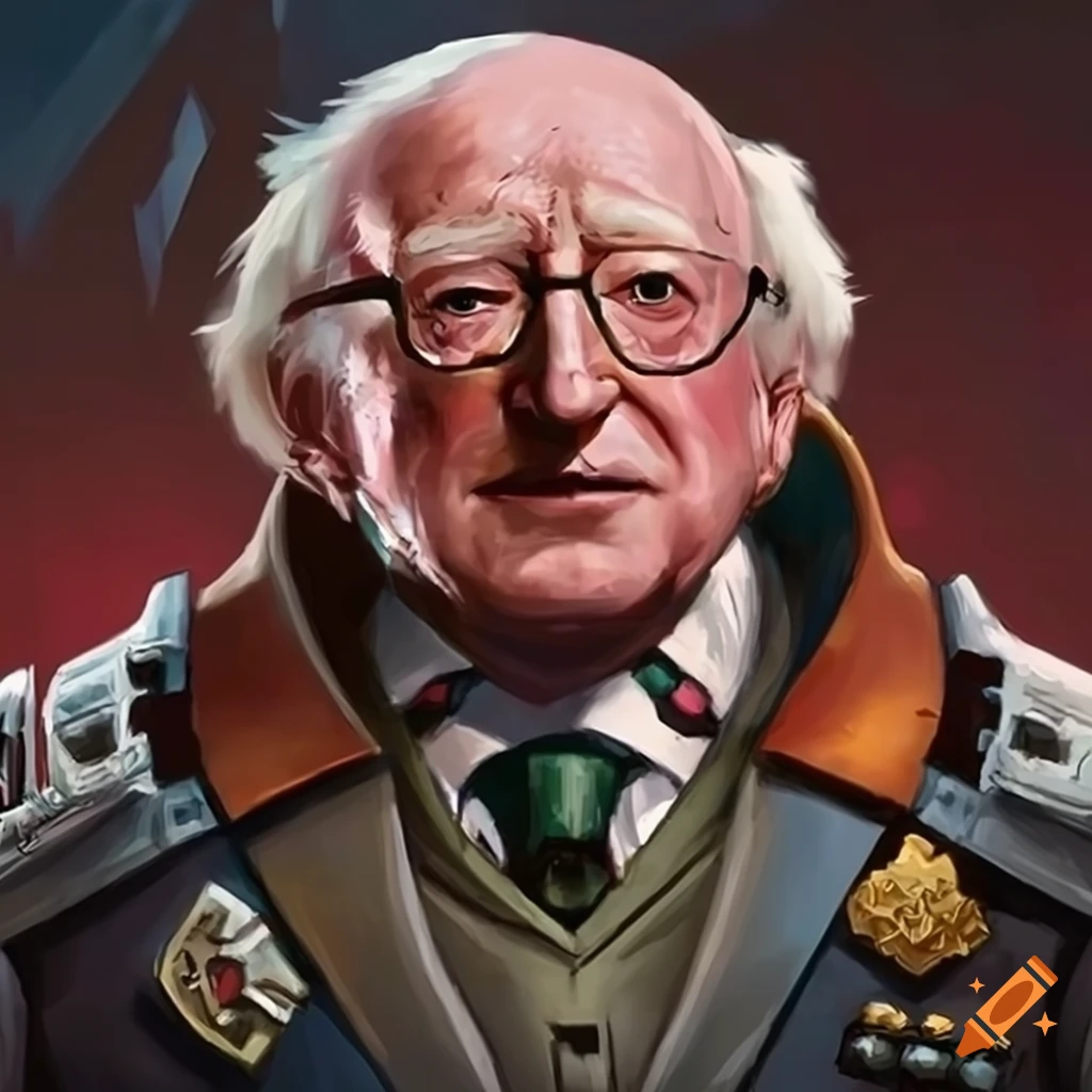 Michael d higgins in helldivers 2 on Craiyon