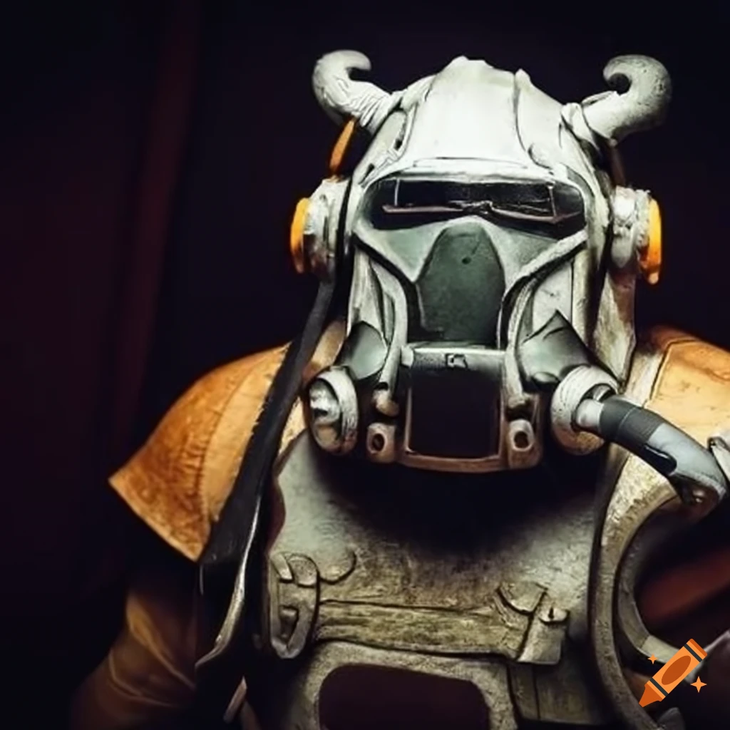 Fallout new vegas power armor helmet with built-in headphones on Craiyon