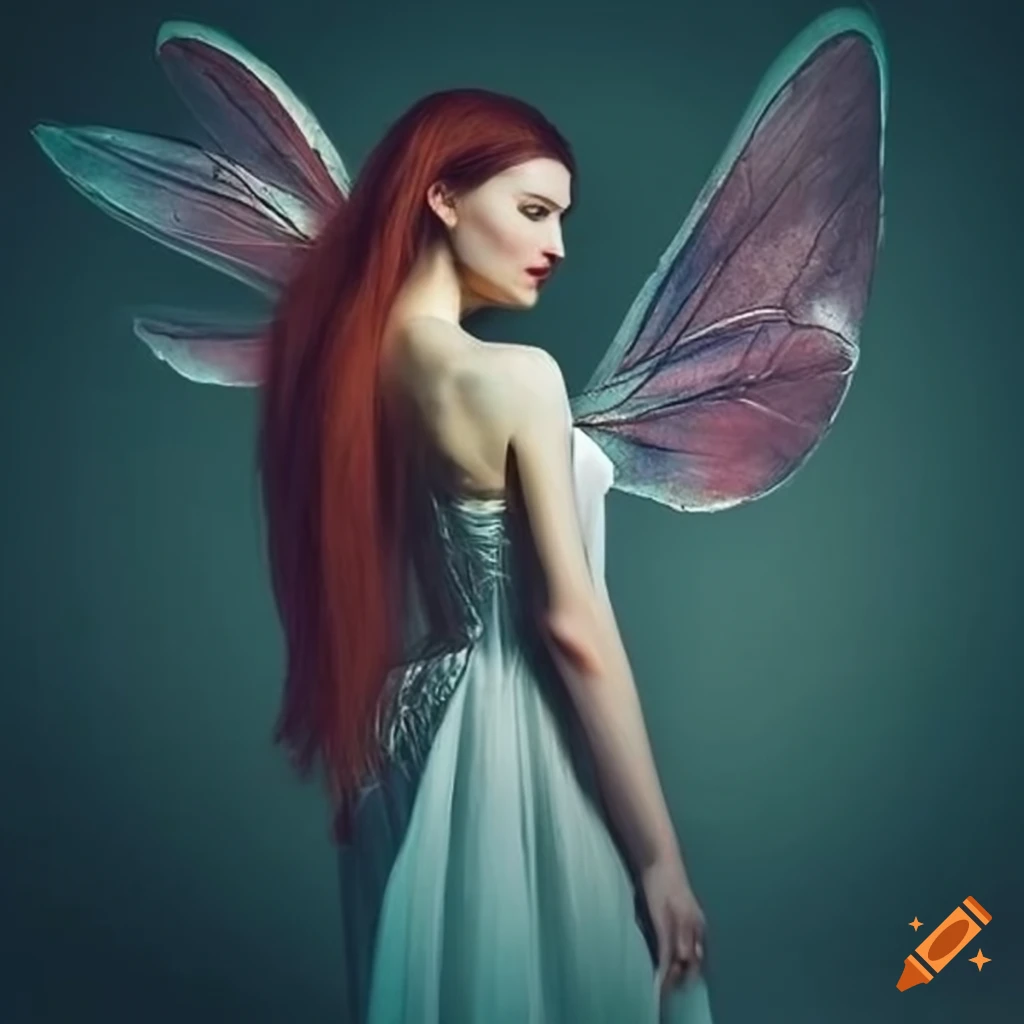Standing smiling Waterhouse fairy in realistic style on Craiyon