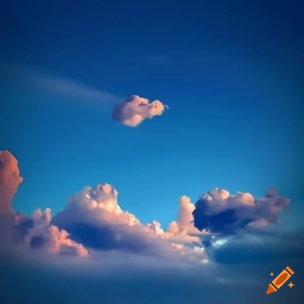 Blue sky with clouds featuring two people on Craiyon