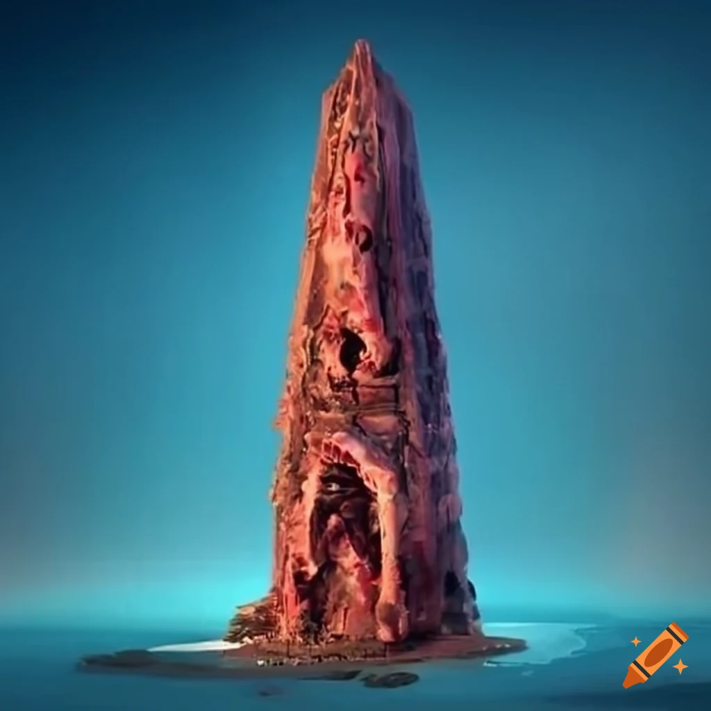 Large derelict obelisk made of meat on Craiyon