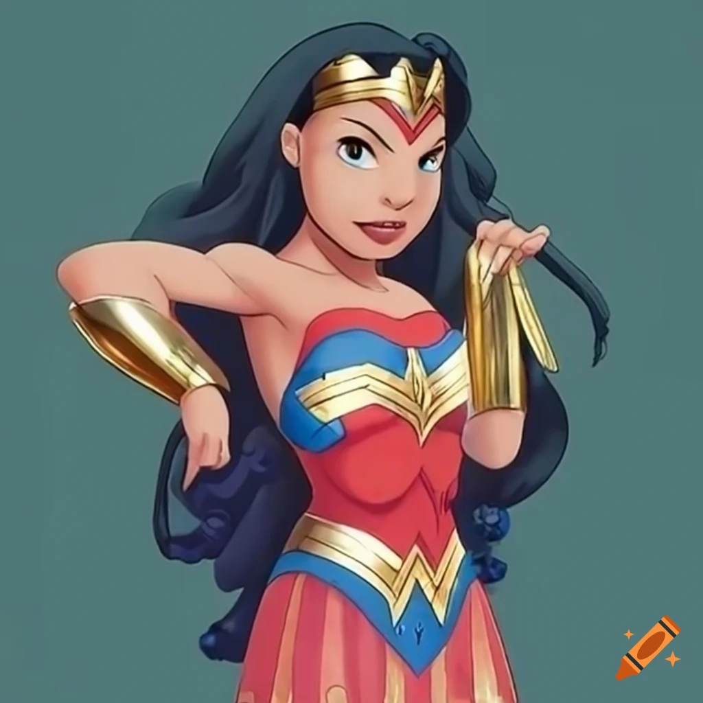 Lilo dressed as wonder woman on Craiyon