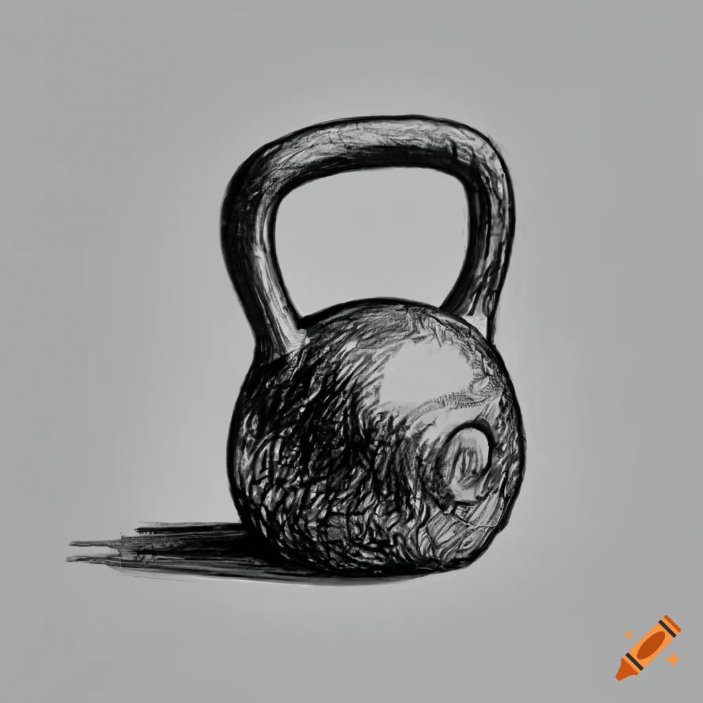 Detailed line drawing of a kettlebell on Craiyon