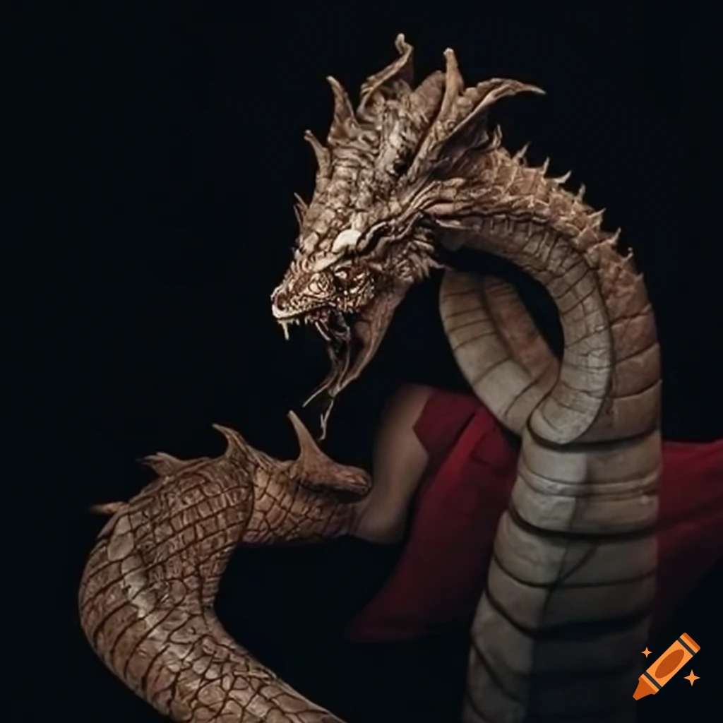 Dragon creature in a fantasy setting on Craiyon