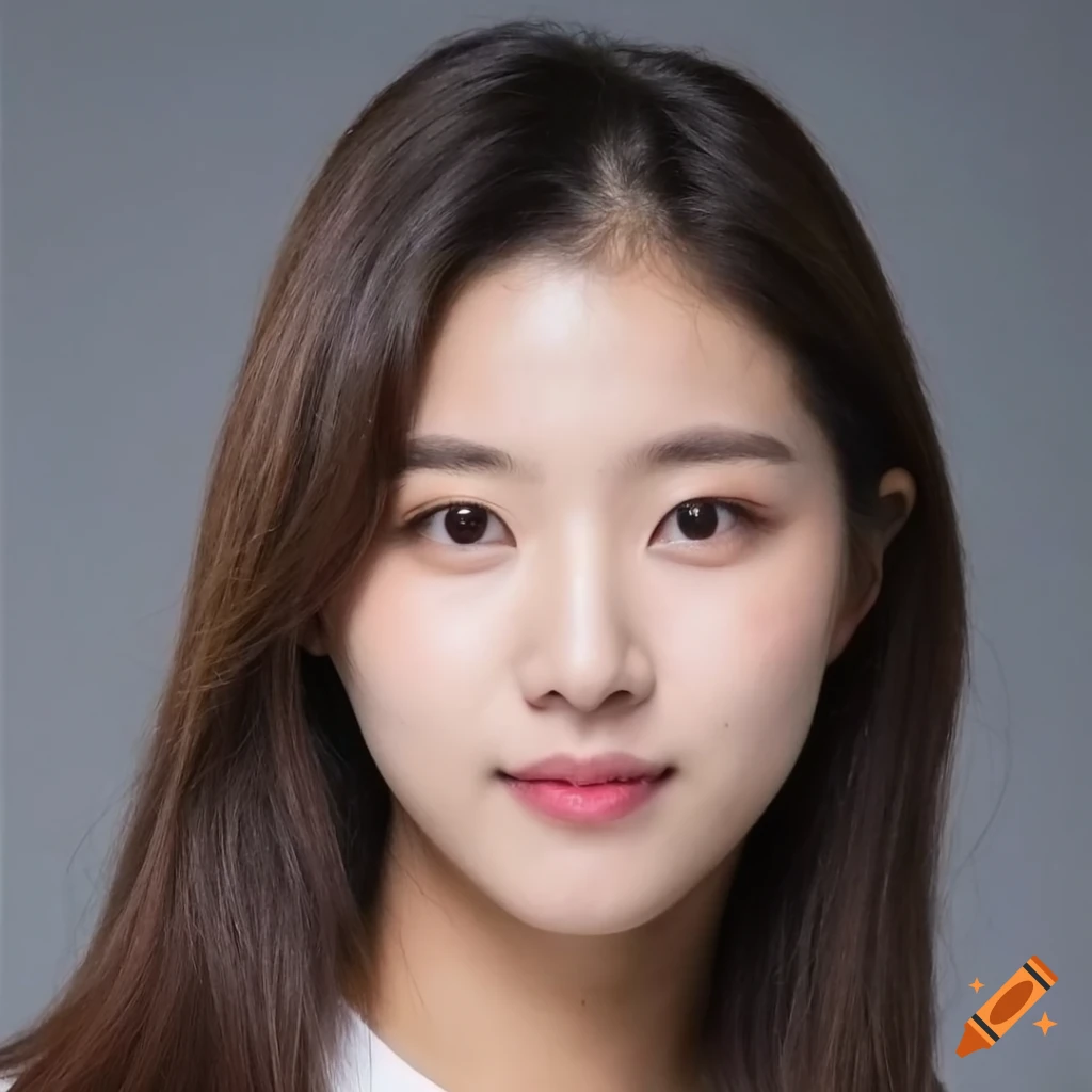 Headshot of a young korean woman with a serious expression resembling ...