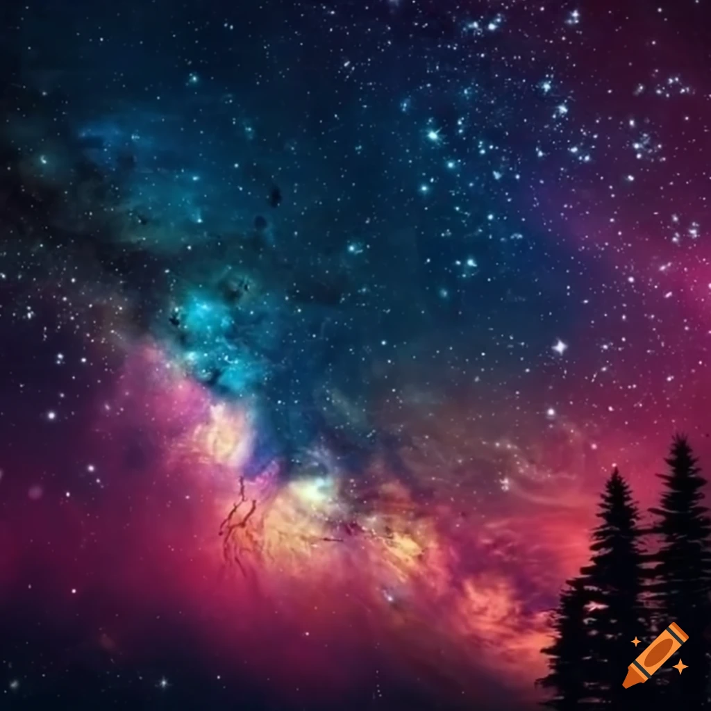 Trees floating in space on Craiyon