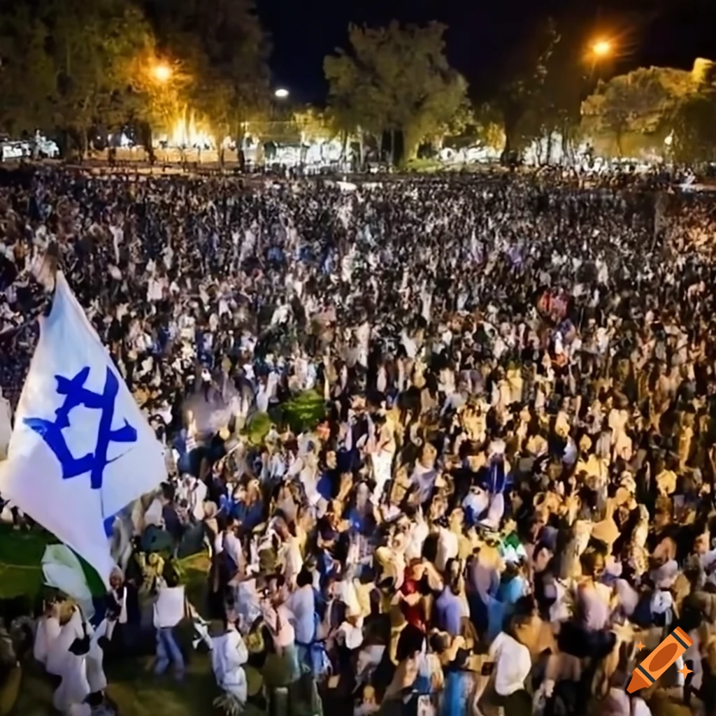 Bird's eye view of ashkelon, israel with people at the park watching ...