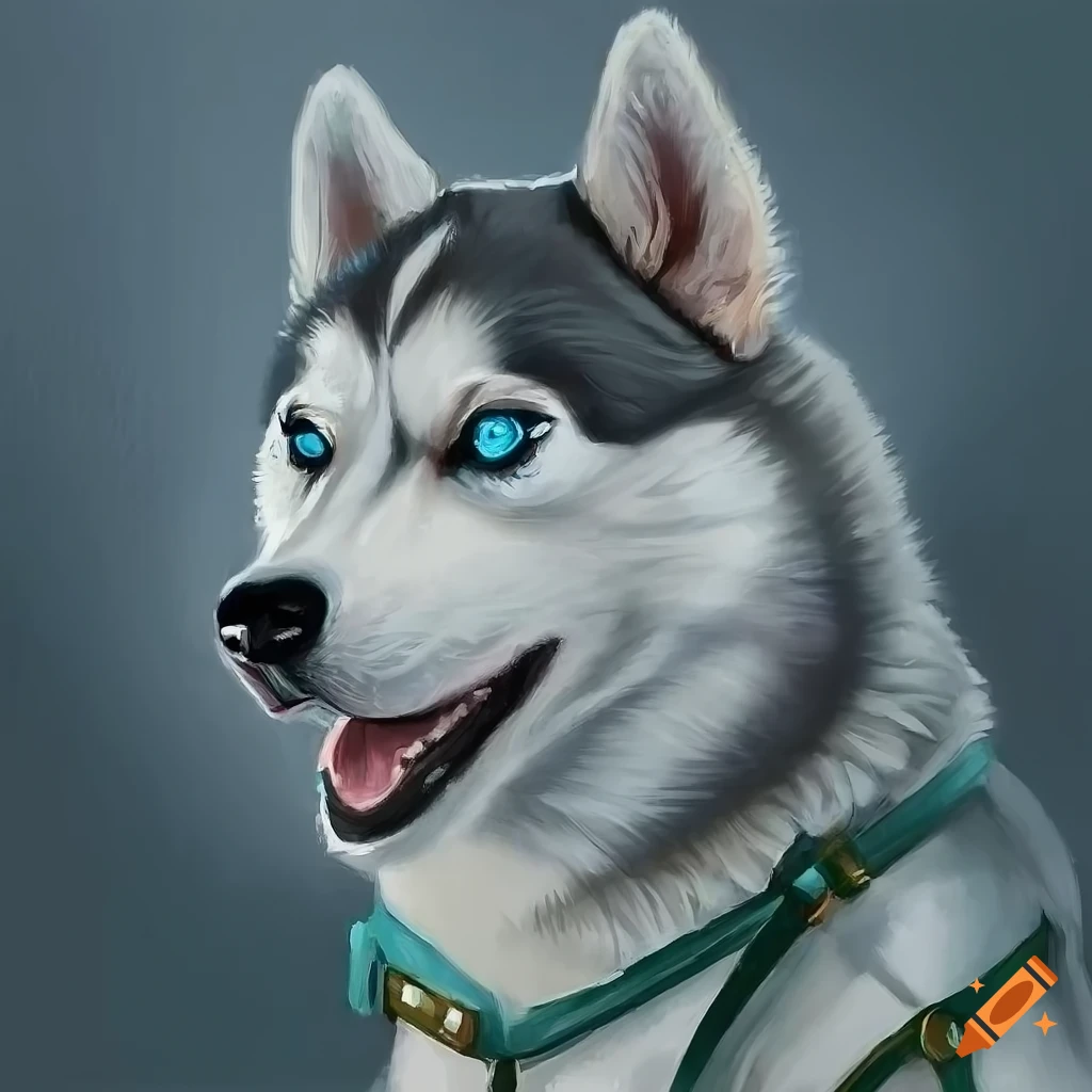Hyper-detailed portrait of a siberian husky sled dog for dnd on Craiyon
