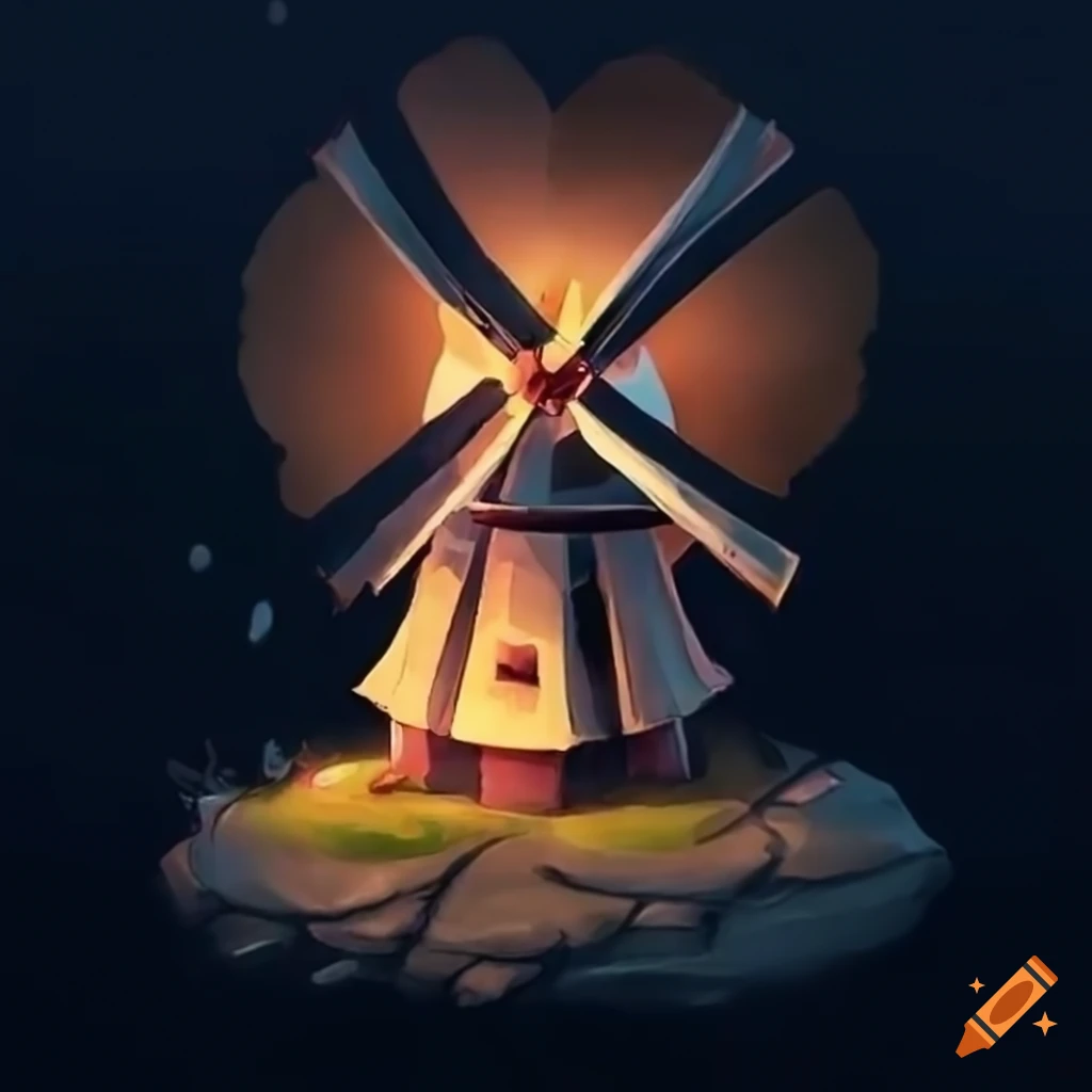 Anime style highly detailed windmill on Craiyon