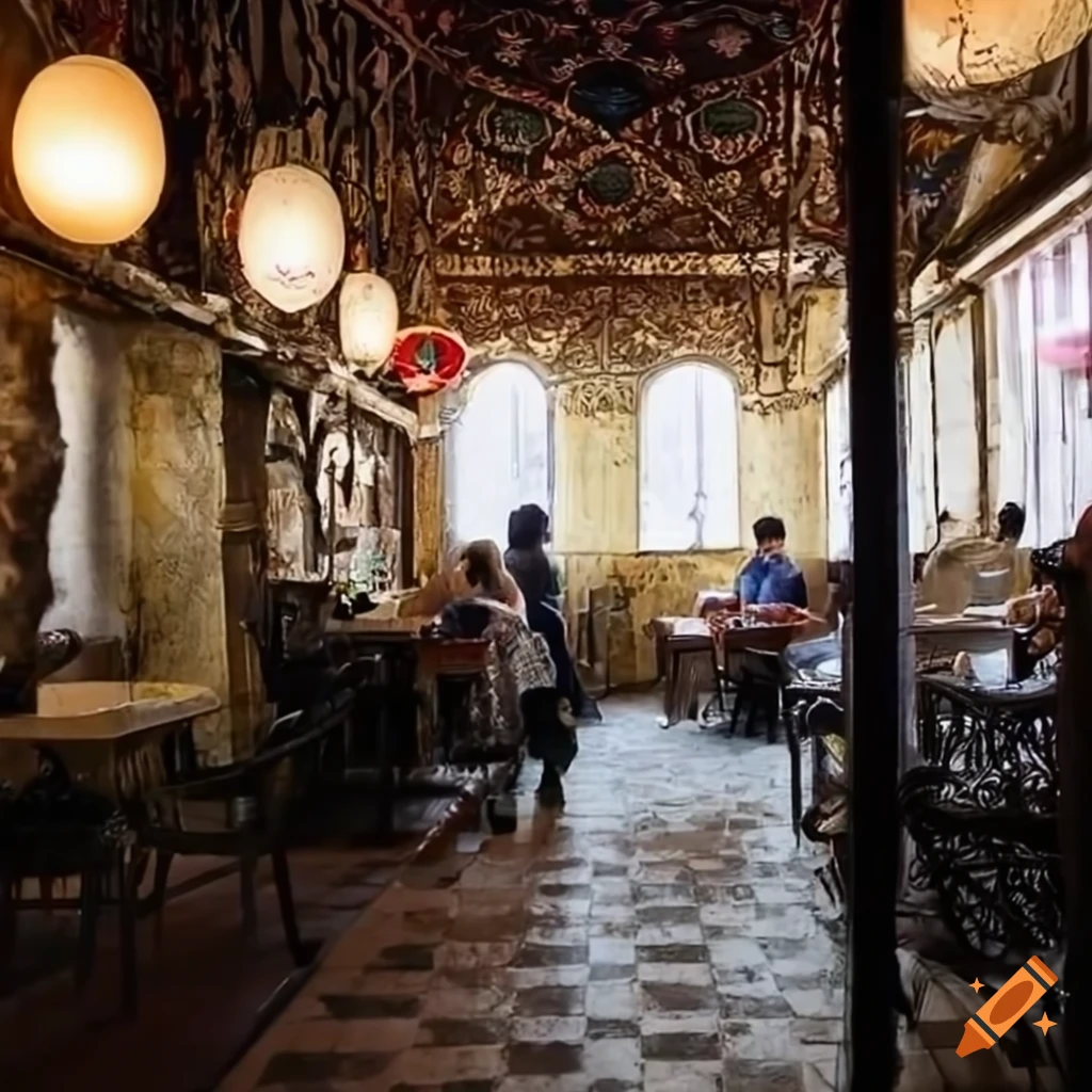 Interior of a cafe in Syria on Craiyon
