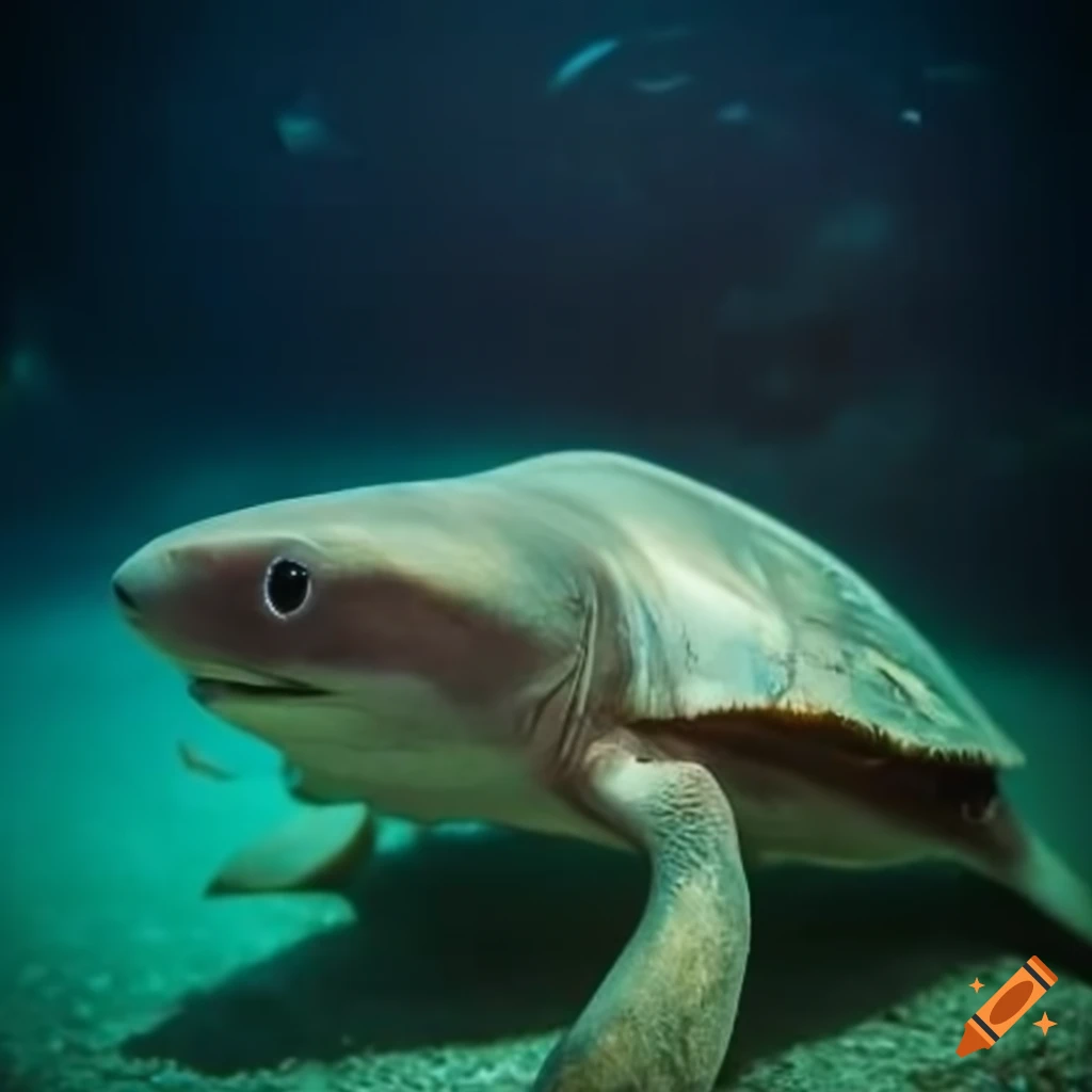 Chimeric creature, a combination of shark and turtle on Craiyon