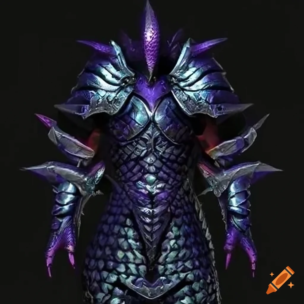 Armor made of magic dragon scales from the front on Craiyon