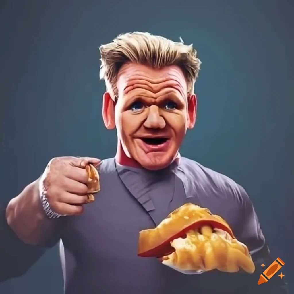 Celebrity chef enjoying fast food on Craiyon