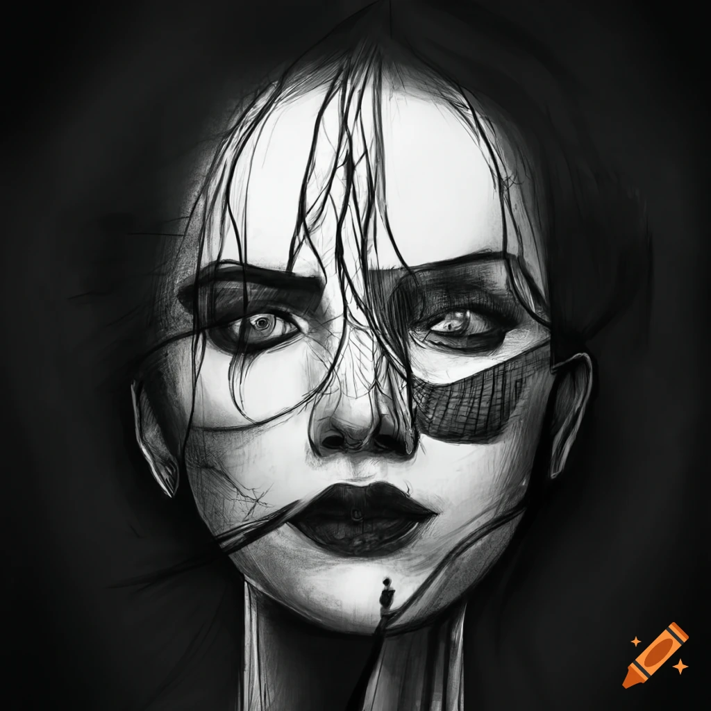 Illustration depicting heightened senses in black and white on Craiyon