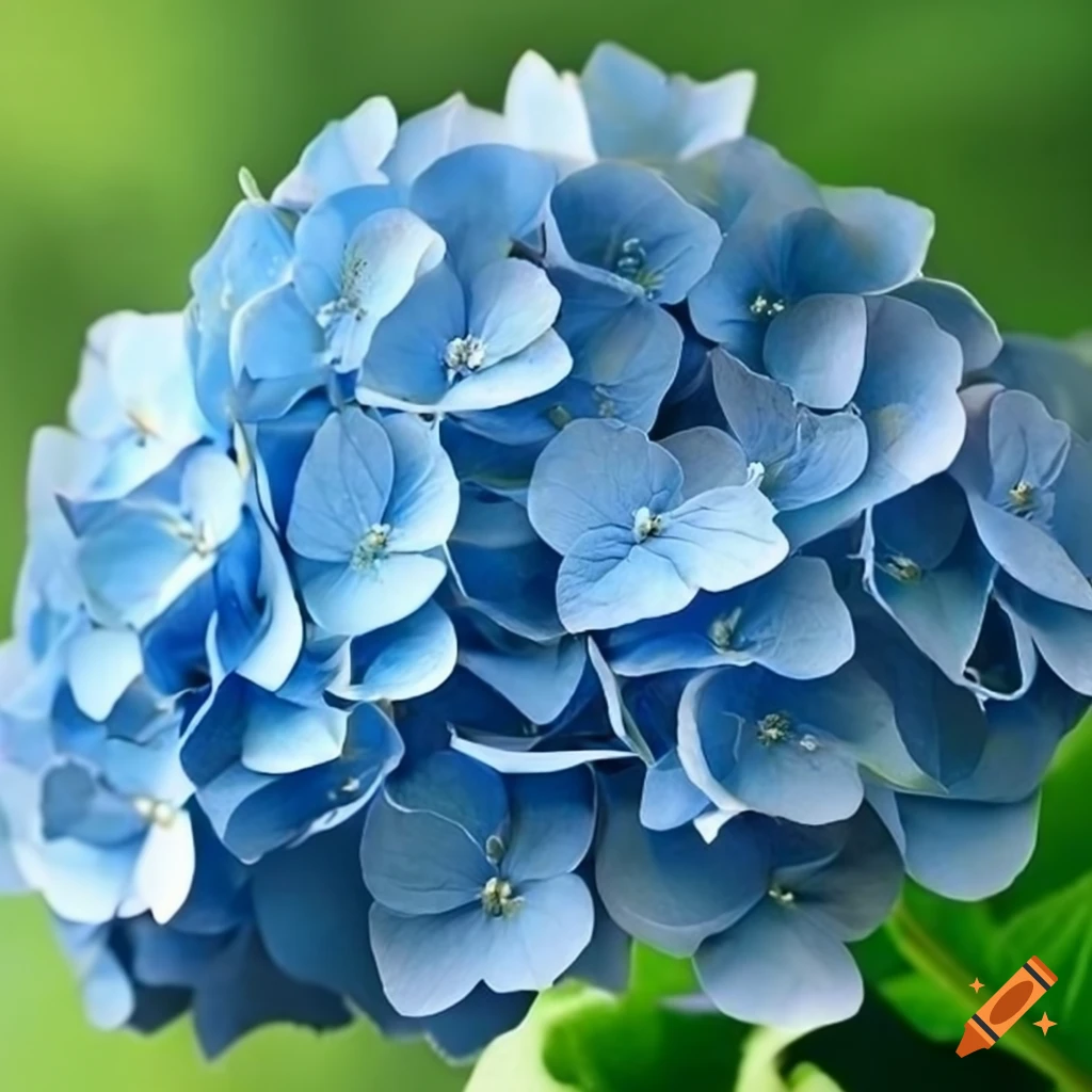 Large light blue hydrangea flower on Craiyon