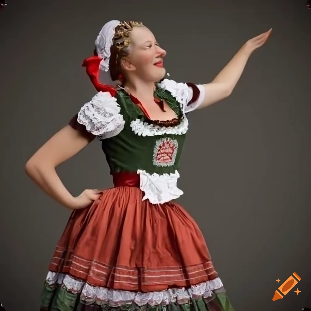 Dancing woman in traditional German dress on Craiyon