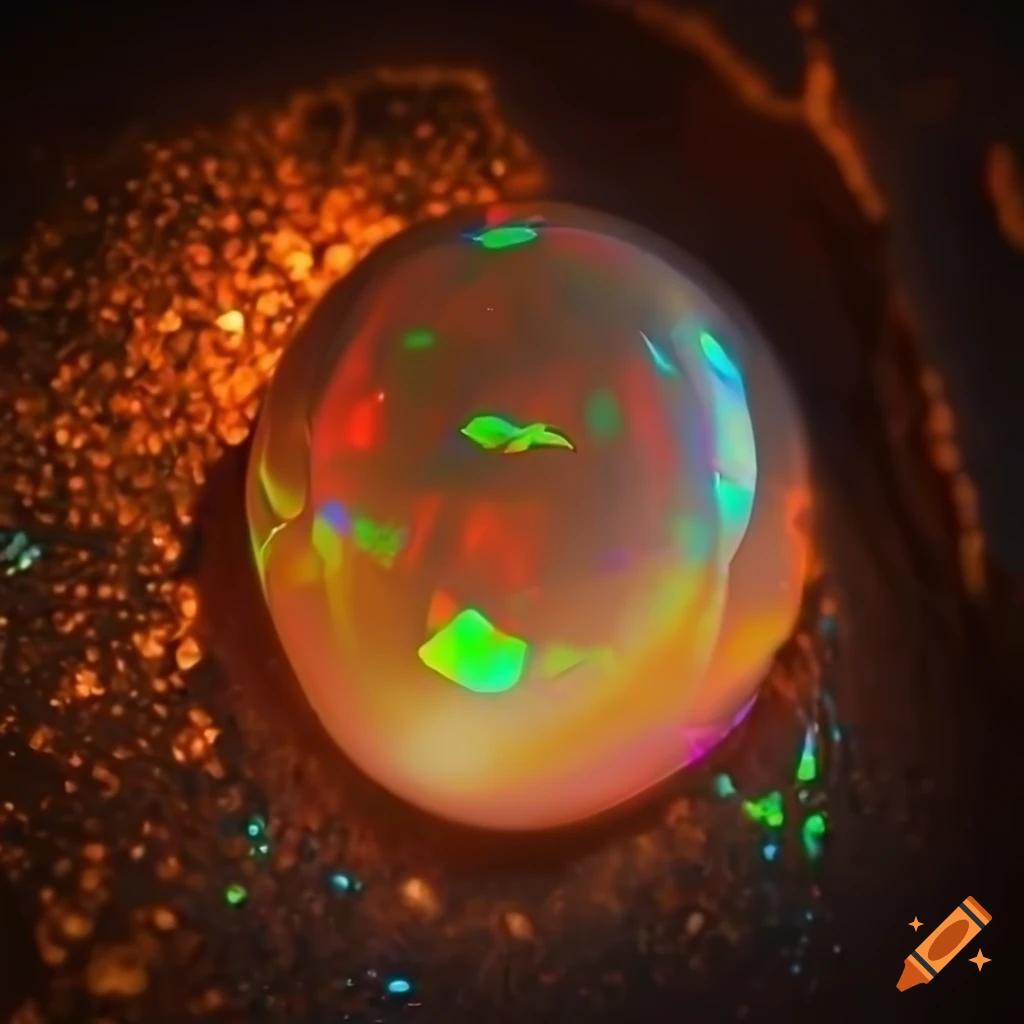 Vibrant sunset with copper crown opals on sparkling gold beach sand on ...