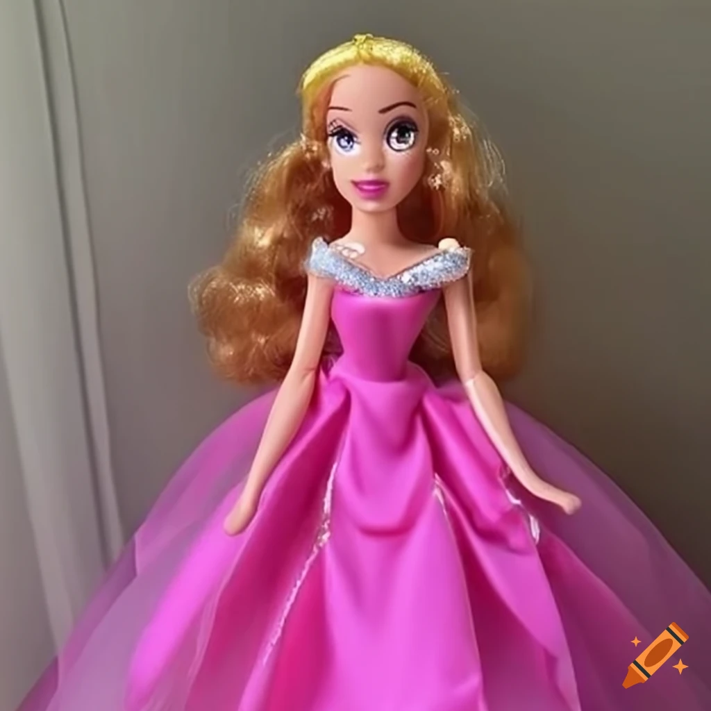 Princess Aurora baddie doll in a sparkling pink dress on Craiyon