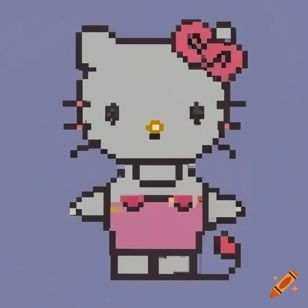 Pixel art with dithering in nes style inspired by hello kitty on Craiyon