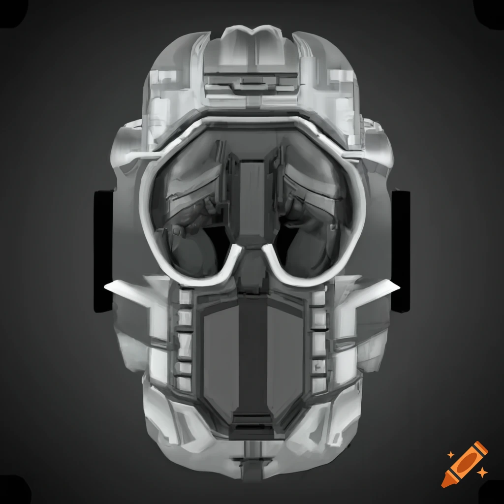 Front view of grayscale futuristic sci-fi generator on Craiyon