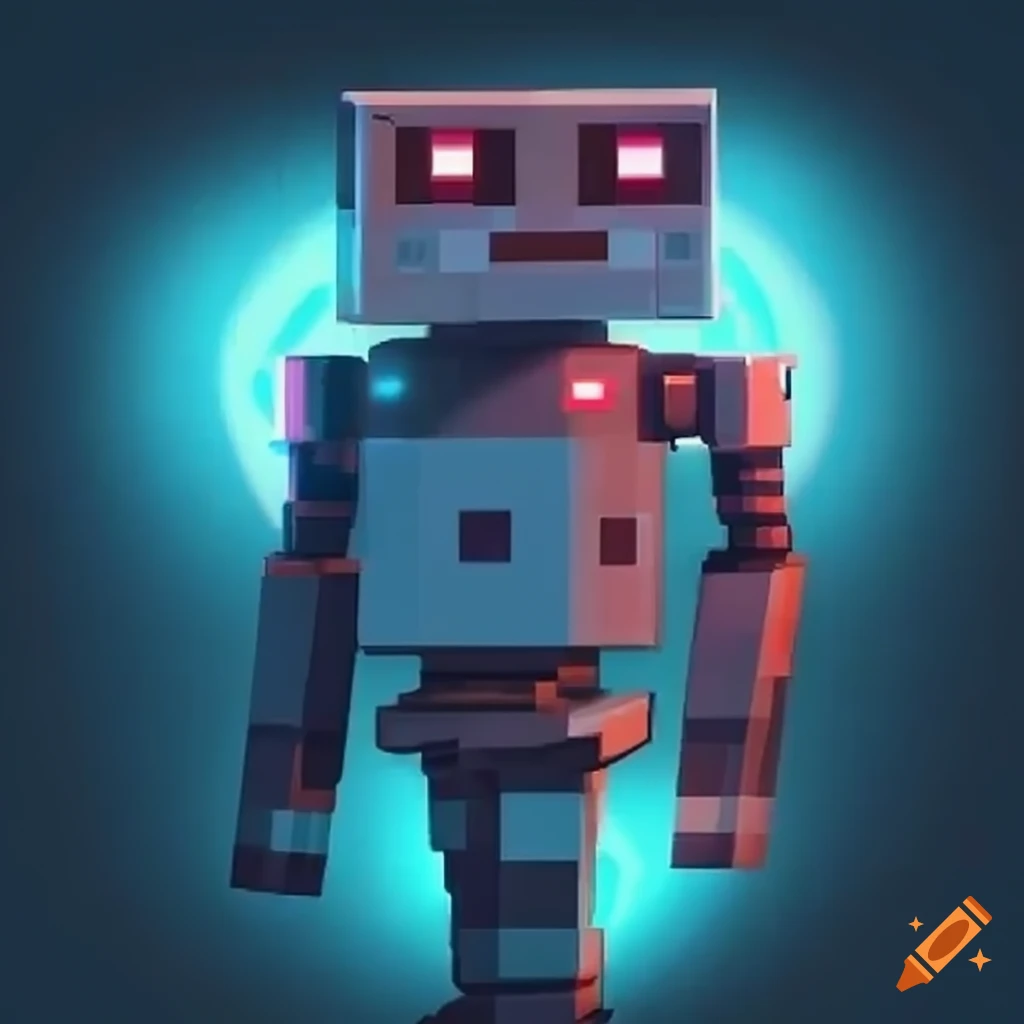 Robots playing minecraft on Craiyon