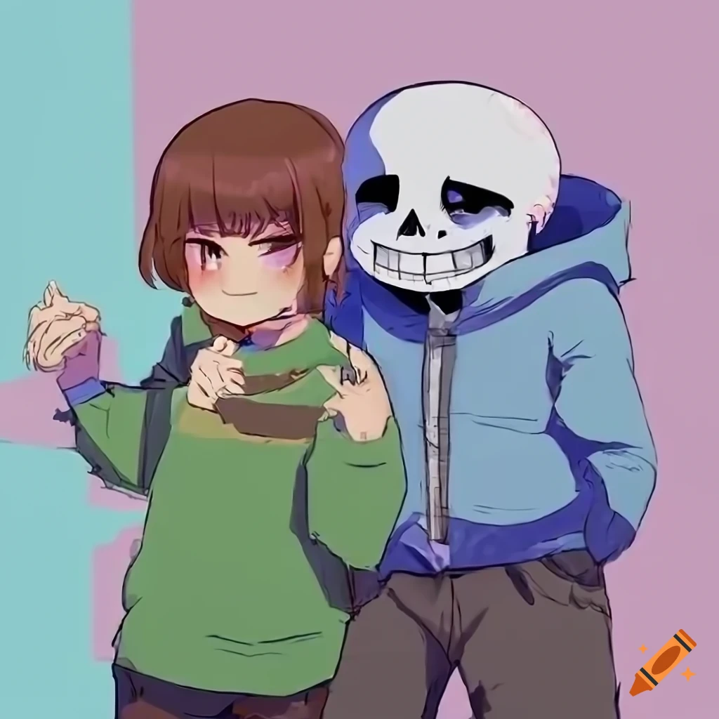 A duo with last breath sans and story shift chara on Craiyon